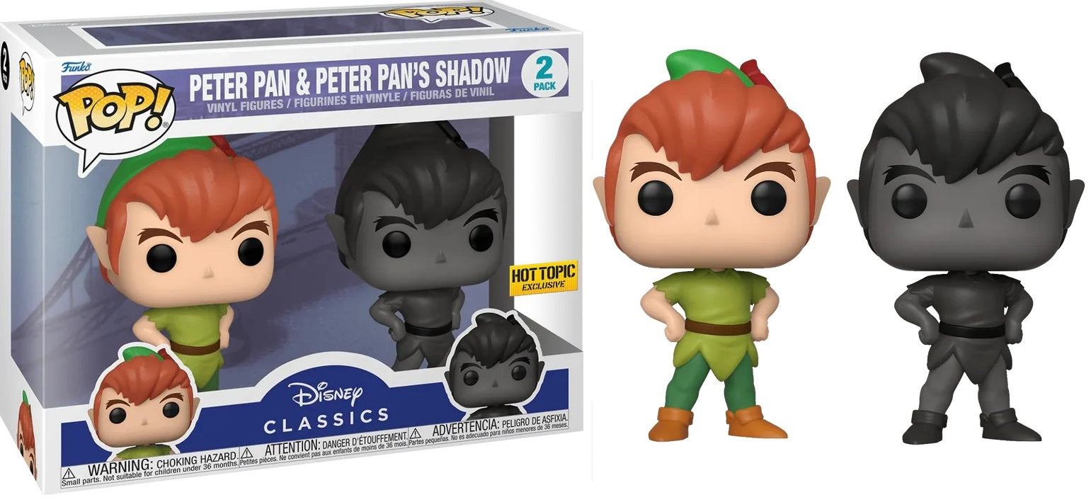 Peter Pan & Peter Pan's Shadow Hot Topic #2Pack - Disney Funko Pop ...